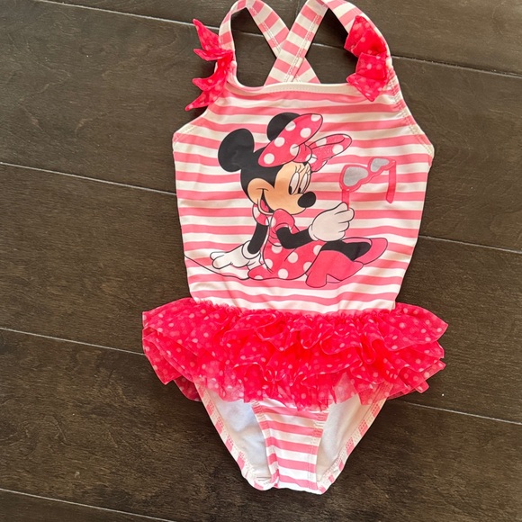 Disney | Swim | Disney Minnie Mouse Pink And White Kids Swimwear | Poshmark